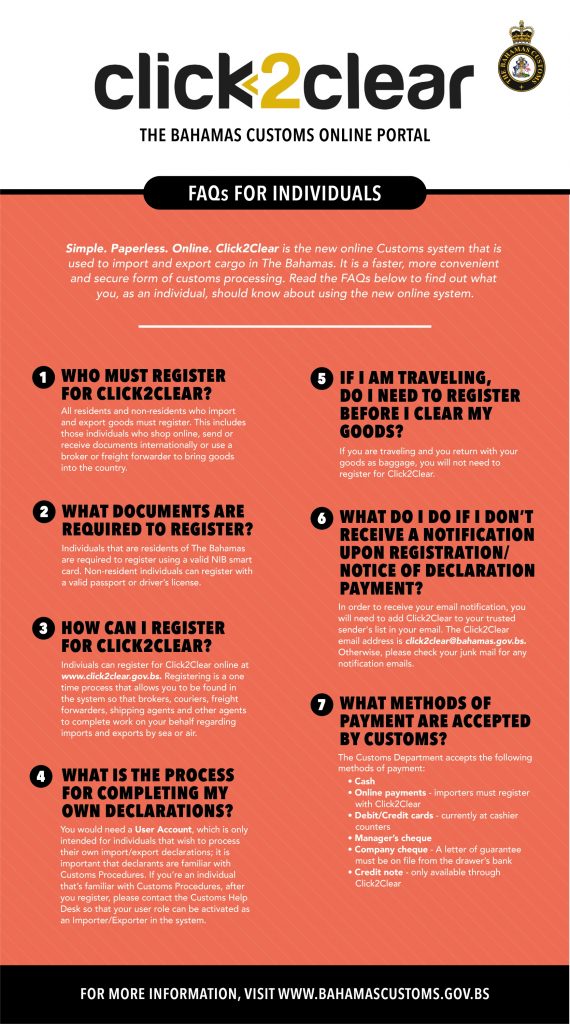 Click2Clear: Frequently Asked Questions (Flyers) - The Bahamas Customs ...