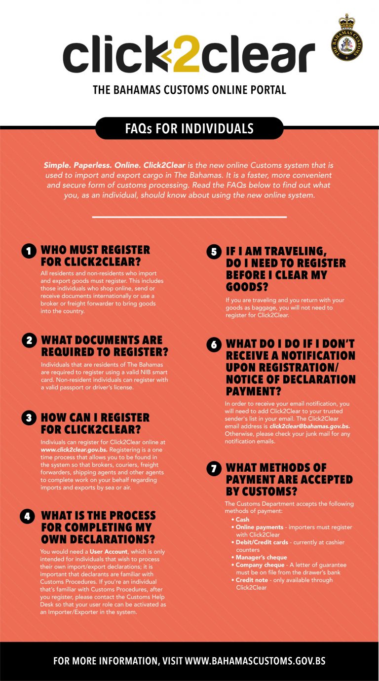 Click2Clear: Frequently Asked Questions (Flyers) - The Bahamas Customs ...