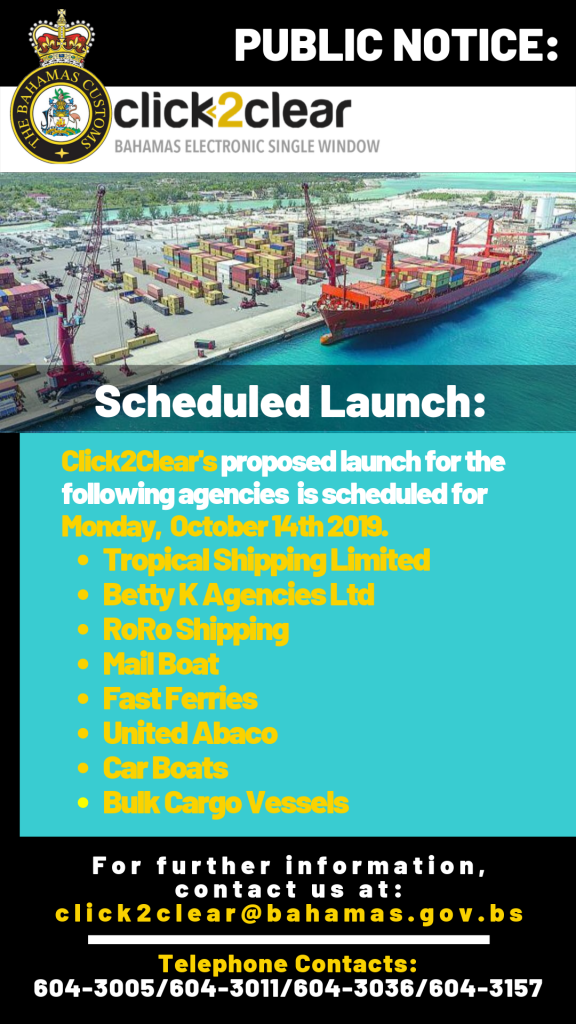 Click2Clear: Launch Date Update - The Bahamas Customs Department