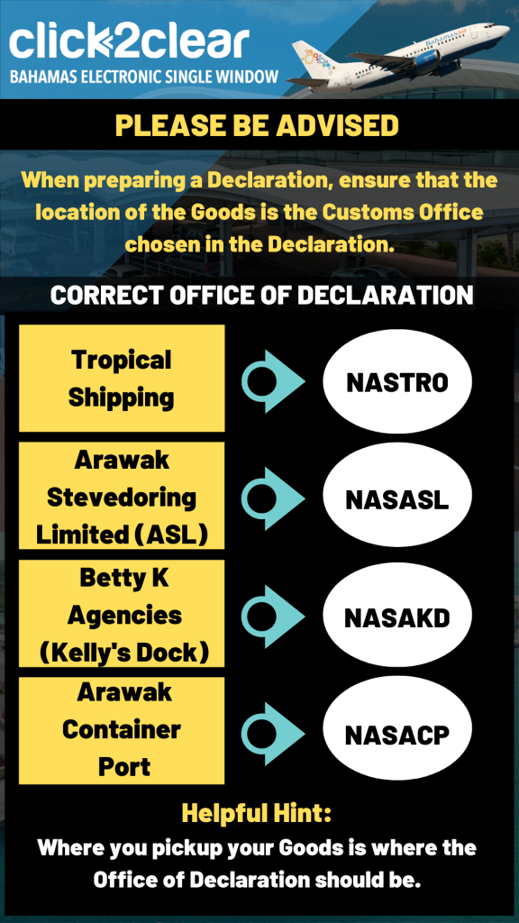 Click2Clear: Correct Offices of Declaration - The Bahamas Customs ...