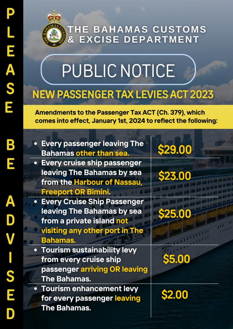 New Passenger Tax Levies Act 2023 - The Bahamas Customs Department