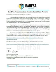 BAHFSA’s ePermitting- BAHFSA Modernization of Animal and Plant Permits ...