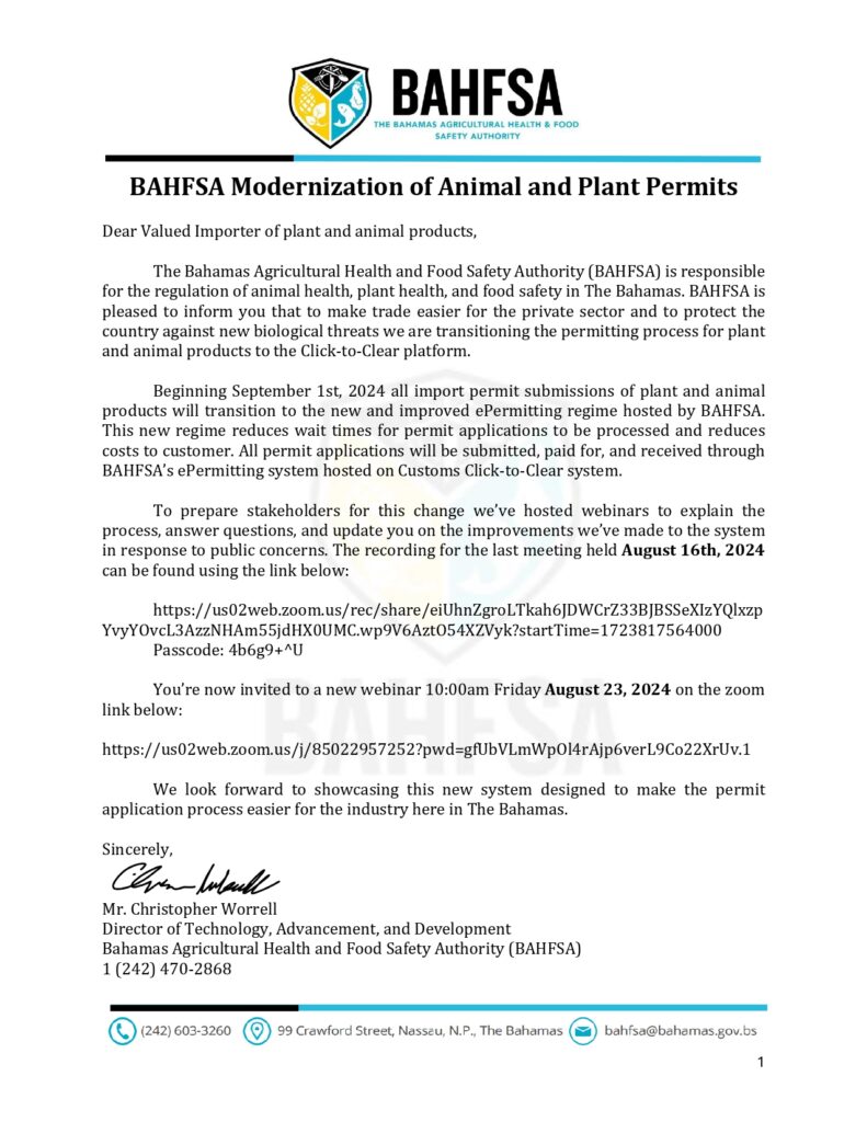 2024 New Agri-Import Permit Regime HS Code Schedule - The Bahamas ...